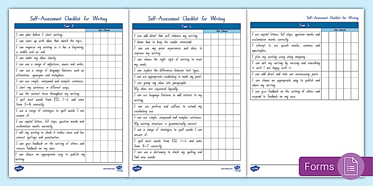 Level 2 NZ Writer's Self-Assessment Checklist (teacher made)