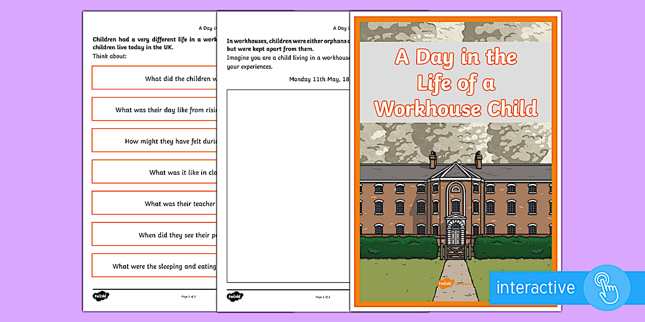 A Day in the Life of a Workhouse Child Worksheets - Twinkl