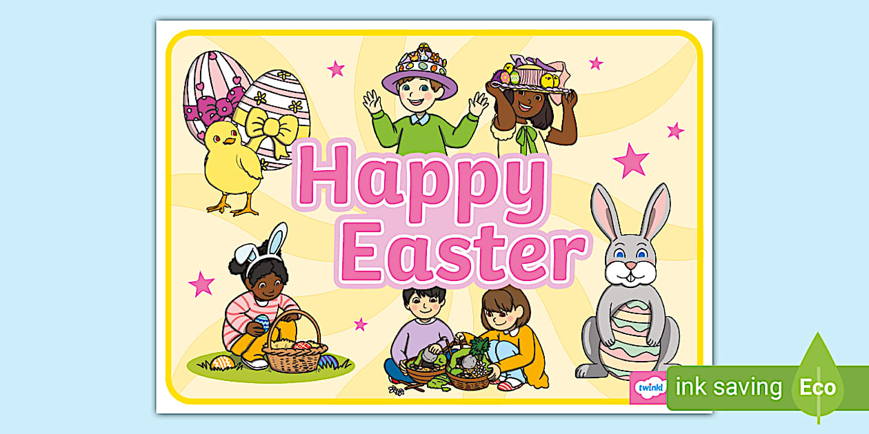 Happy Easter Display Poster (teacher made) - Twinkl