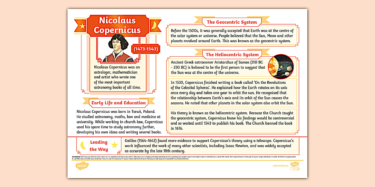KS2 Nicolaus Copernicus Fact File (teacher made) - Twinkl