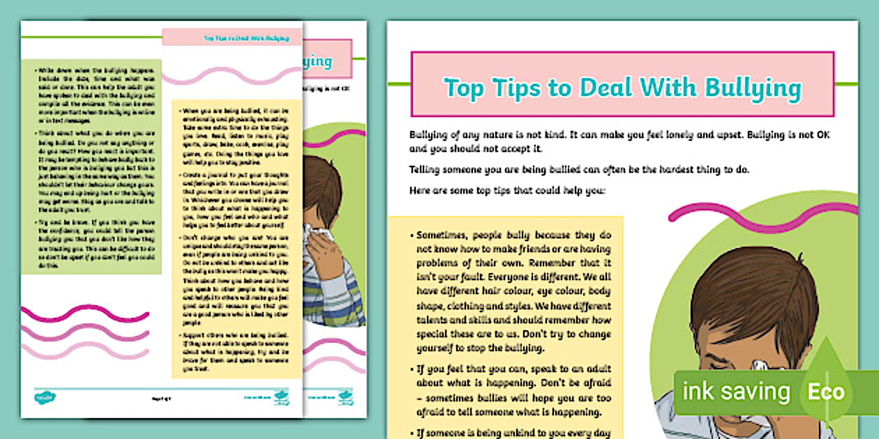 Top Tips to Deal With Bullying (teacher made) - Twinkl