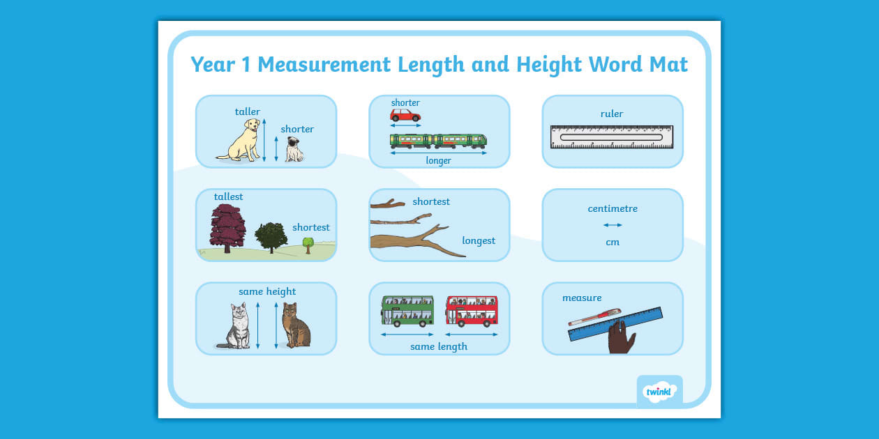 👉 Y1 Length and Height Word Mat (teacher made) - Twinkl