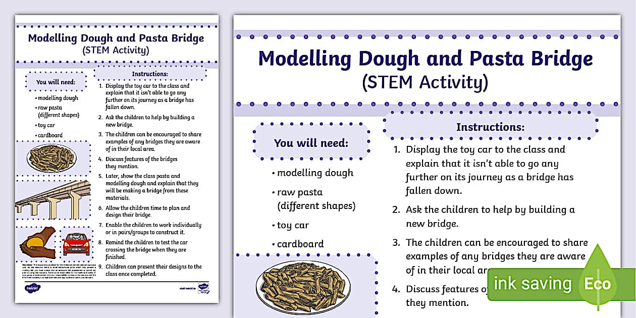 Modelling Dough and Pasta Bridge (STEM Activity) - Twinkl