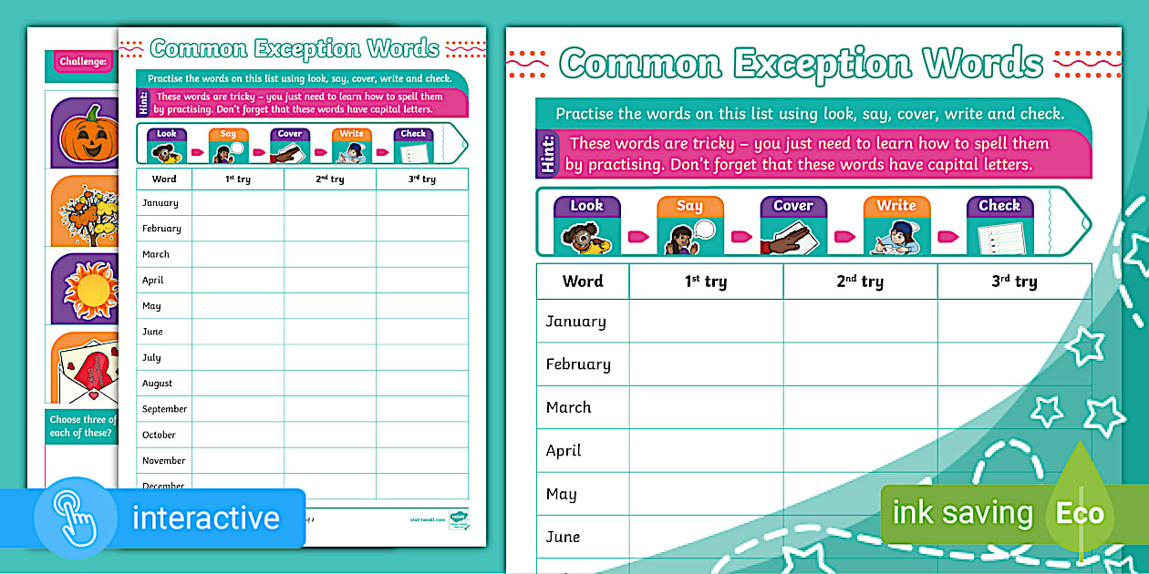 Grade 2 English Worksheets PDF - Common Exception Words