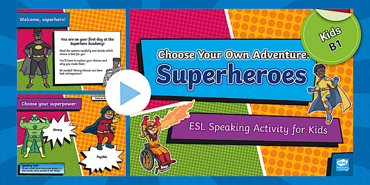 ESL Choose Your Own Adventure: Superheroes (teacher made)