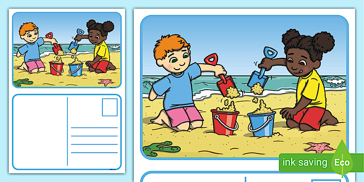 Bucket and Spade-Themed Postcard (teacher made) - Twinkl