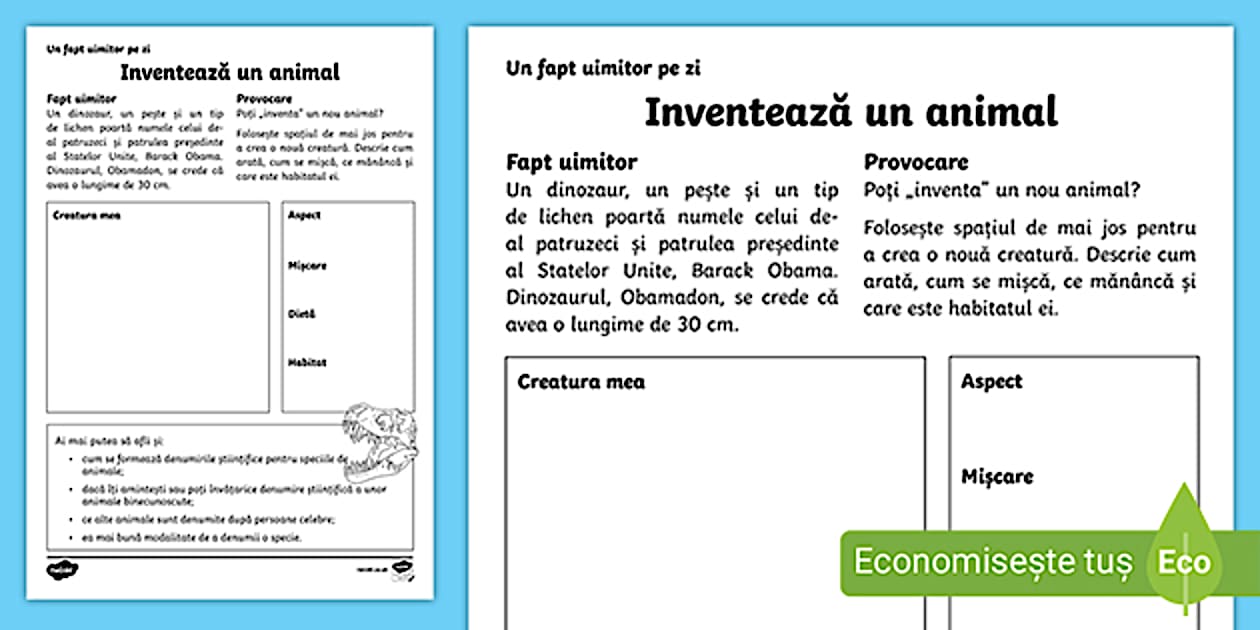 Inventează un animal - Fișă de activitate interactivă