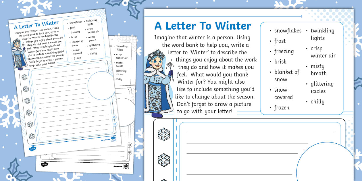 Letter to Winter Writing Template (Teacher-Made) - Twinkl