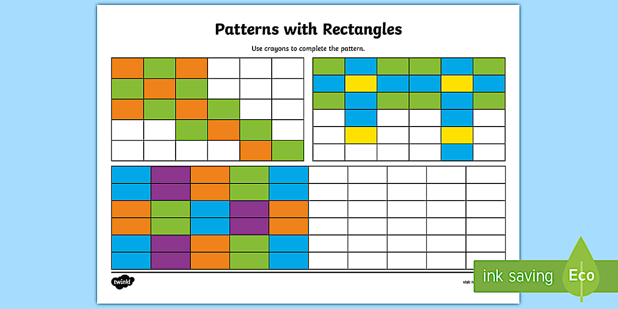 Patterns with Rectangles Complete the Pattern Worksheet