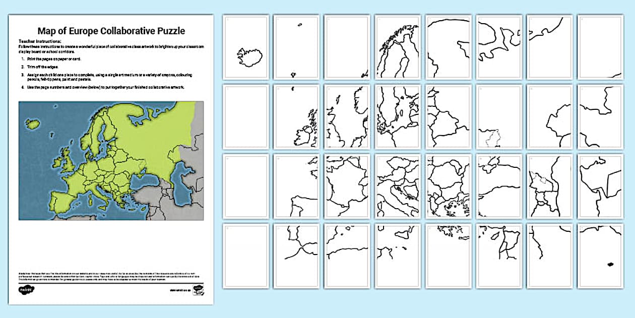 Map of Europe Collaborative Puzzle Activity - Twinkl