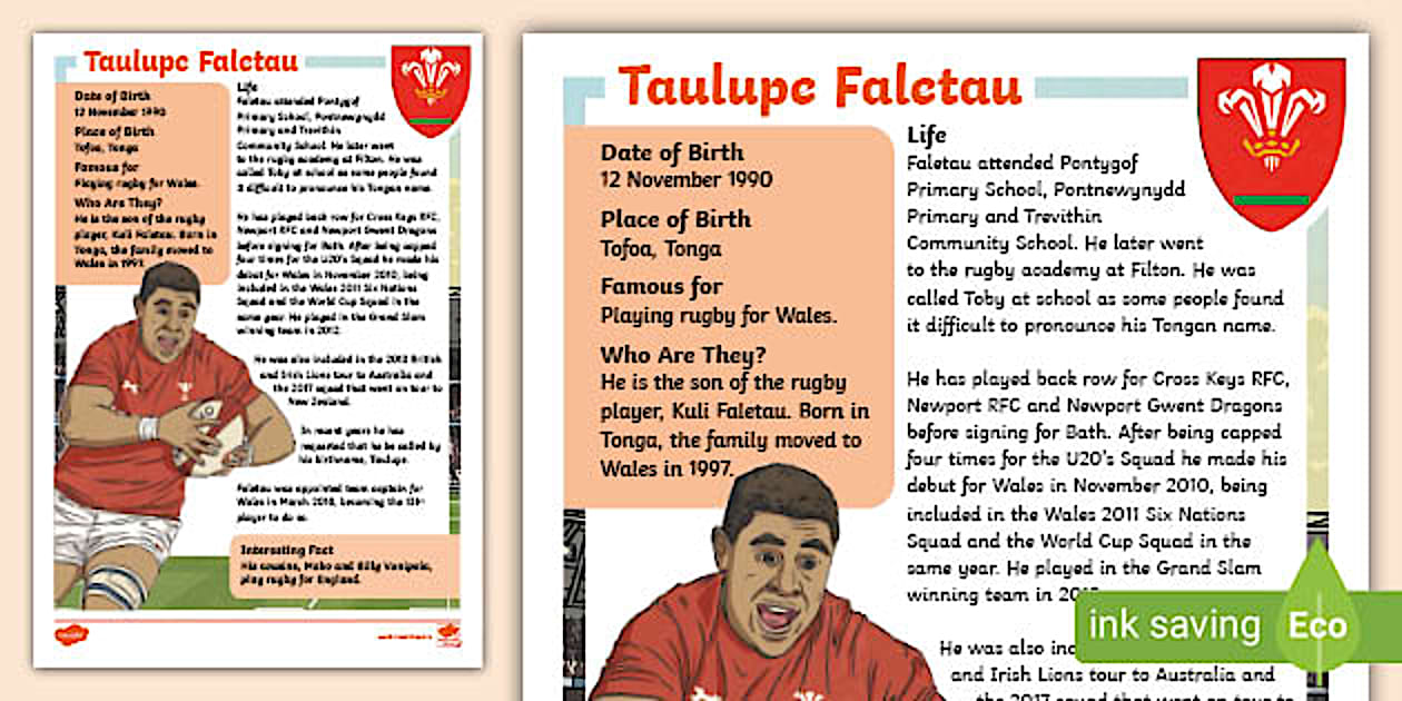 Taulupe Faletau Fact File (teacher made) - Twinkl