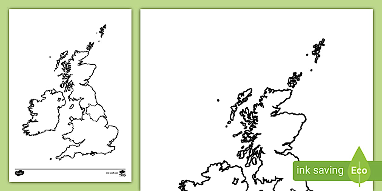 United Kingdom Map with Yorkshire Colouring Sheet - Twinkl