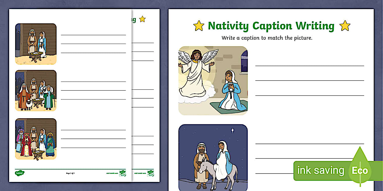 Nativity Caption Writing Activity - Twinkl