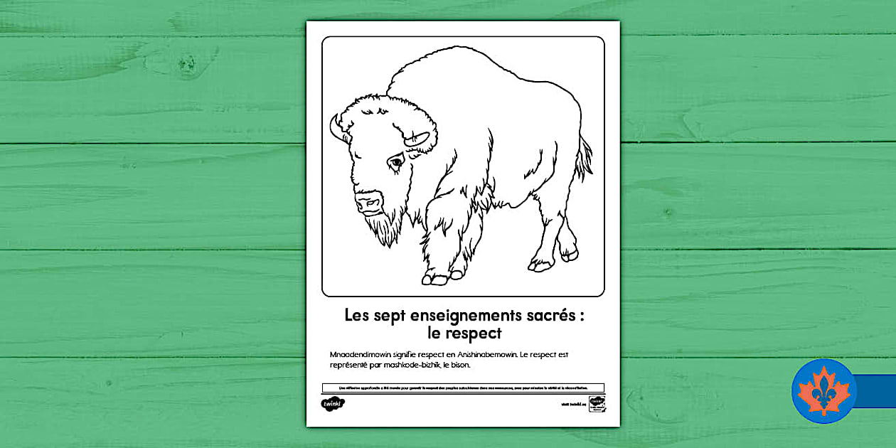 The Seven Grandfather Teachings: Colouring Page for Respect French
