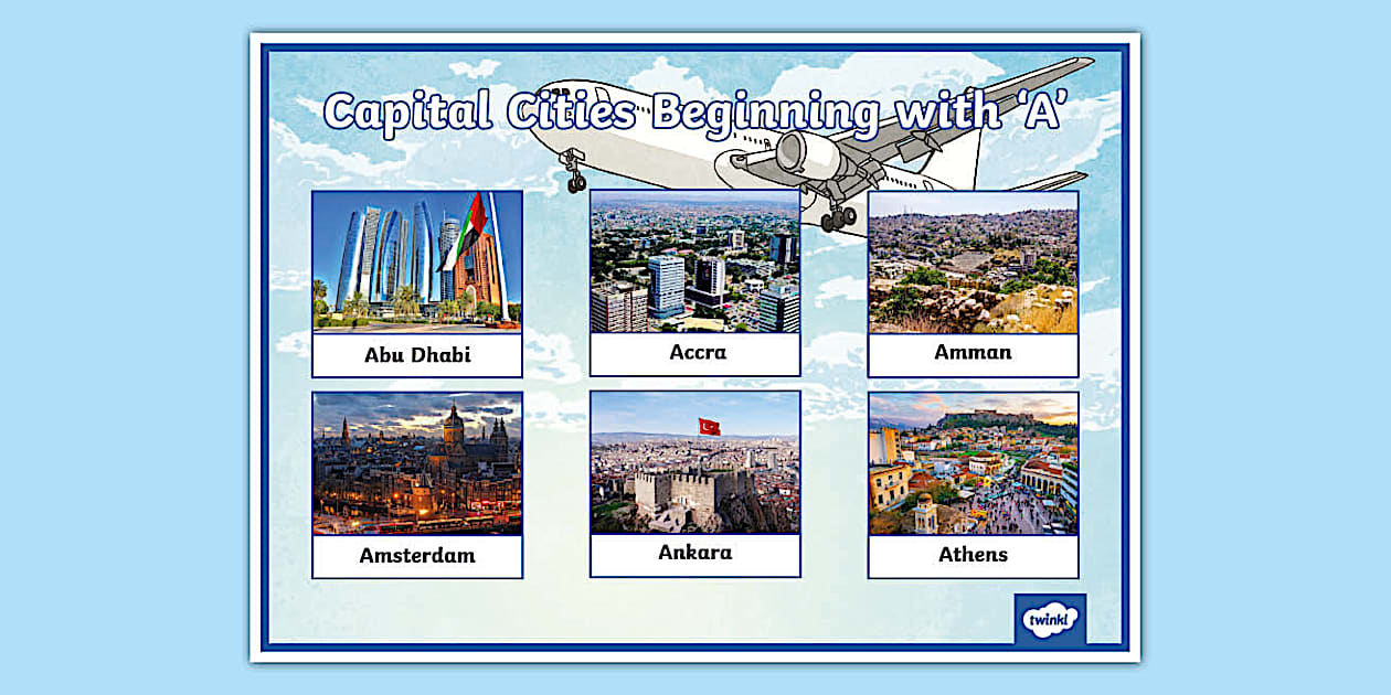 Capital Cities Beginning with the Letter 'A' Display Poster