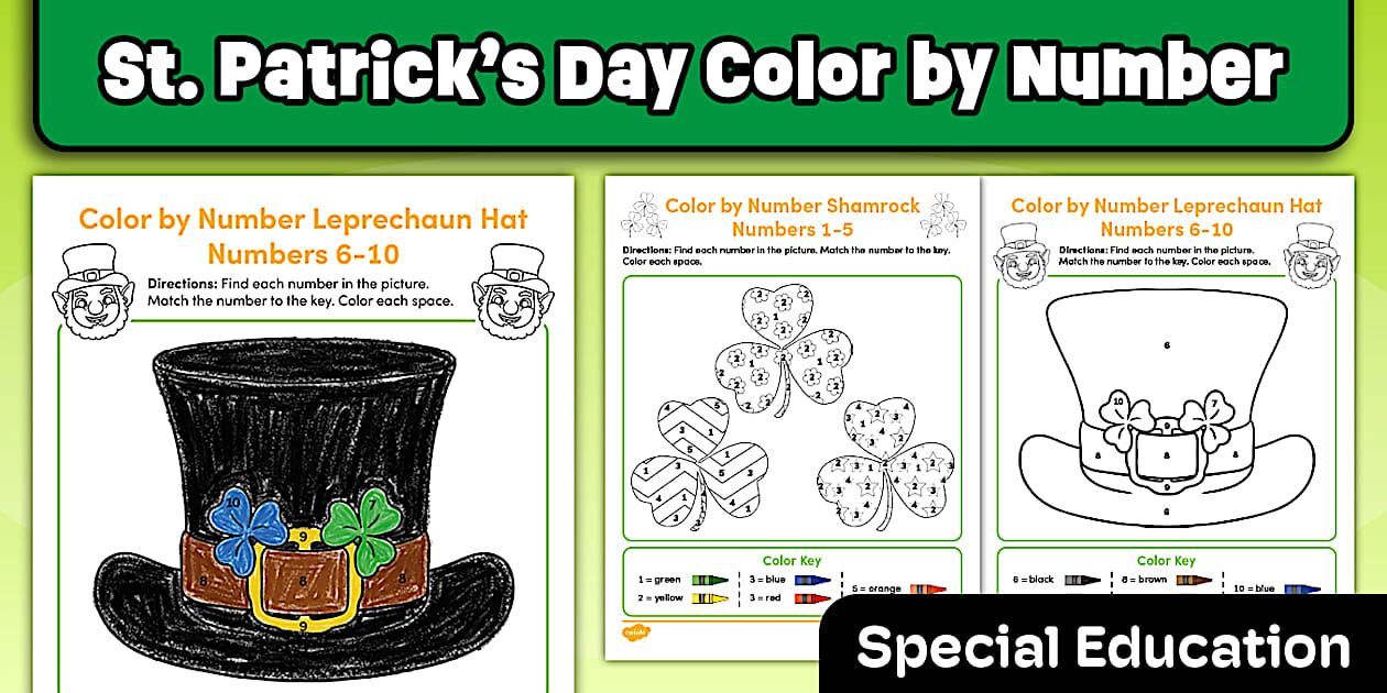 St. Patrick's Day Color by Number Worksheets