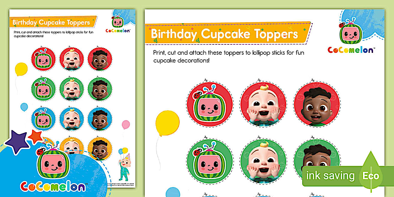 FREE! - CoComelon: Birthday Cupcake Toppers - Twinkl