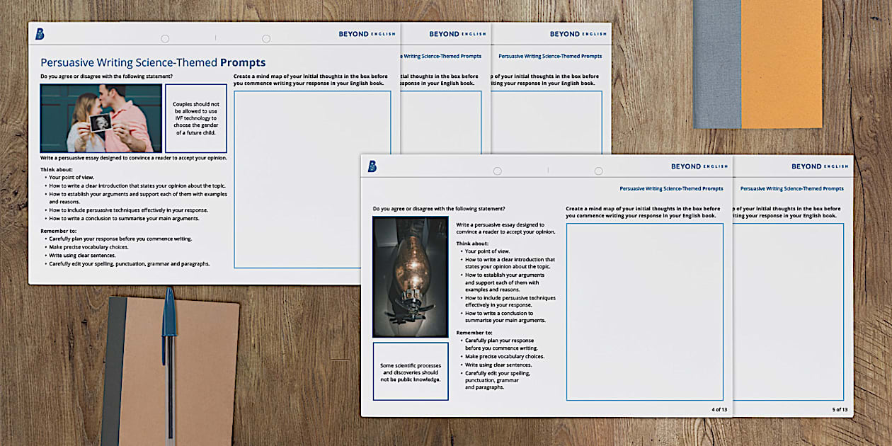 Persuasive Writing Science-Themed Prompts (teacher made)