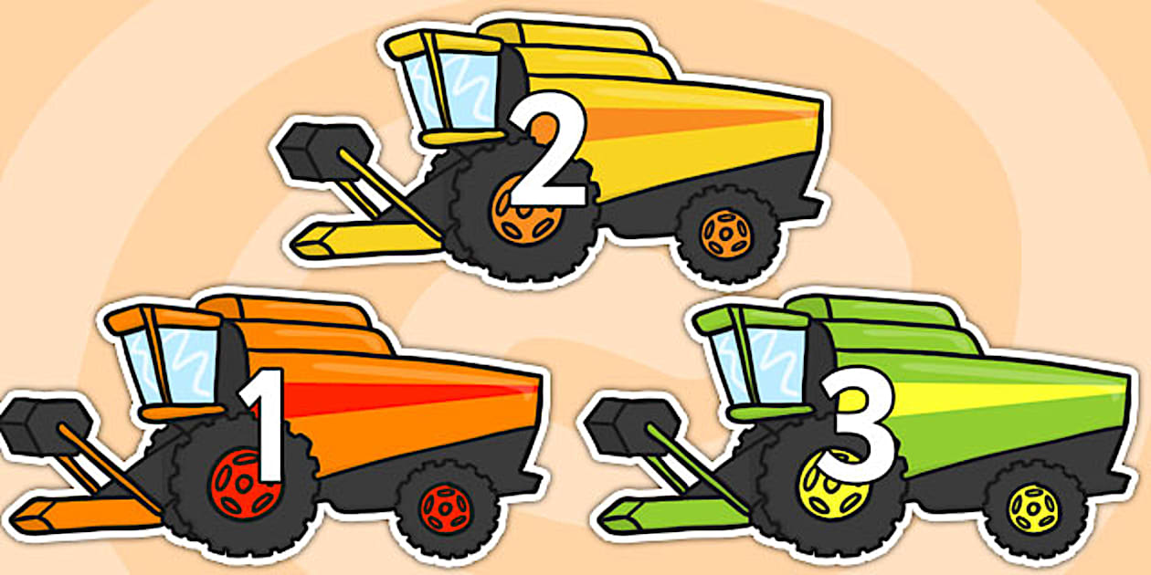 Numbers 0-31 on Cobine Havesters (teacher made) - Twinkl
