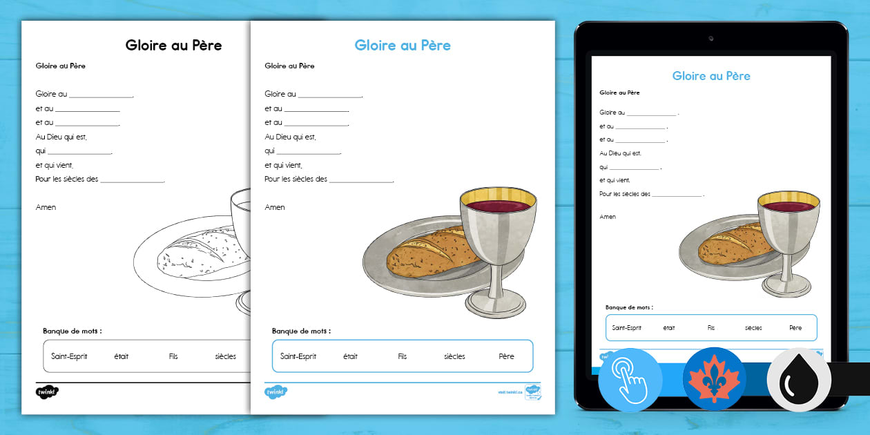The Glory Be Fill in the Blanks Activity French - Twinkl