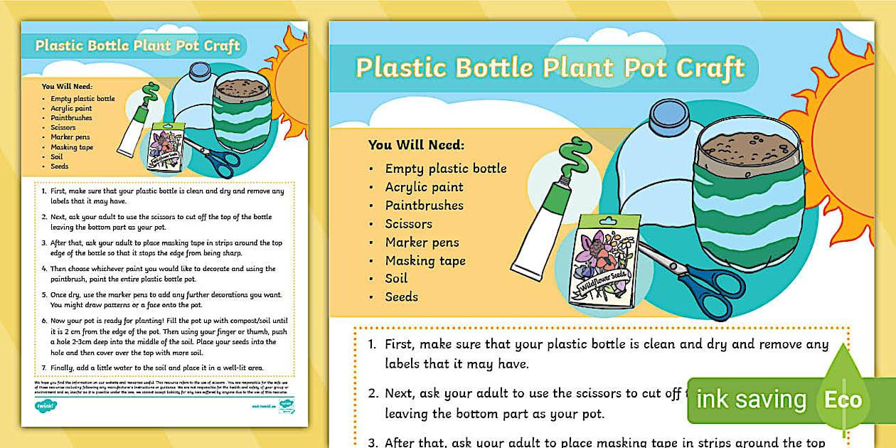 Caring for the Earth Plastic Bottle Plant Pot Craft - Twinkl