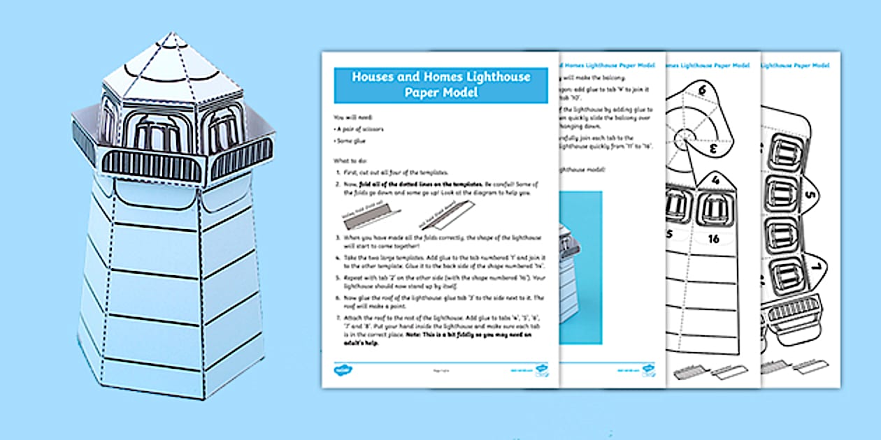 Houses and Homes Lighthouse Paper Model (teacher made)