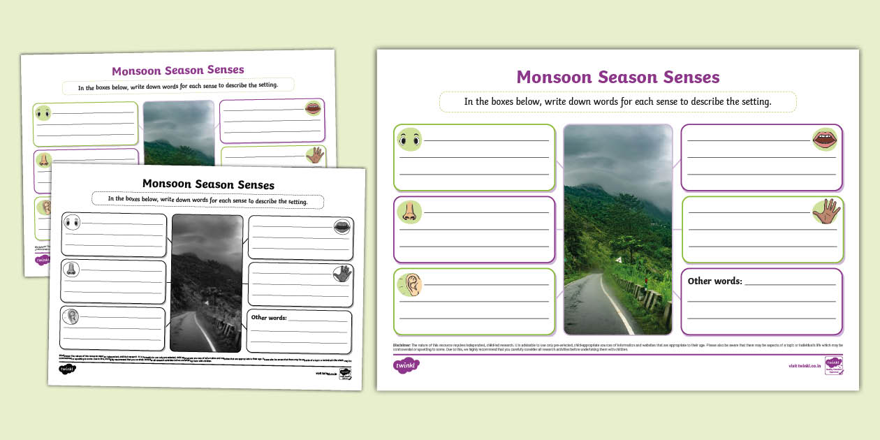Monsoon Season Senses Mind Map (teacher made) - Twinkl