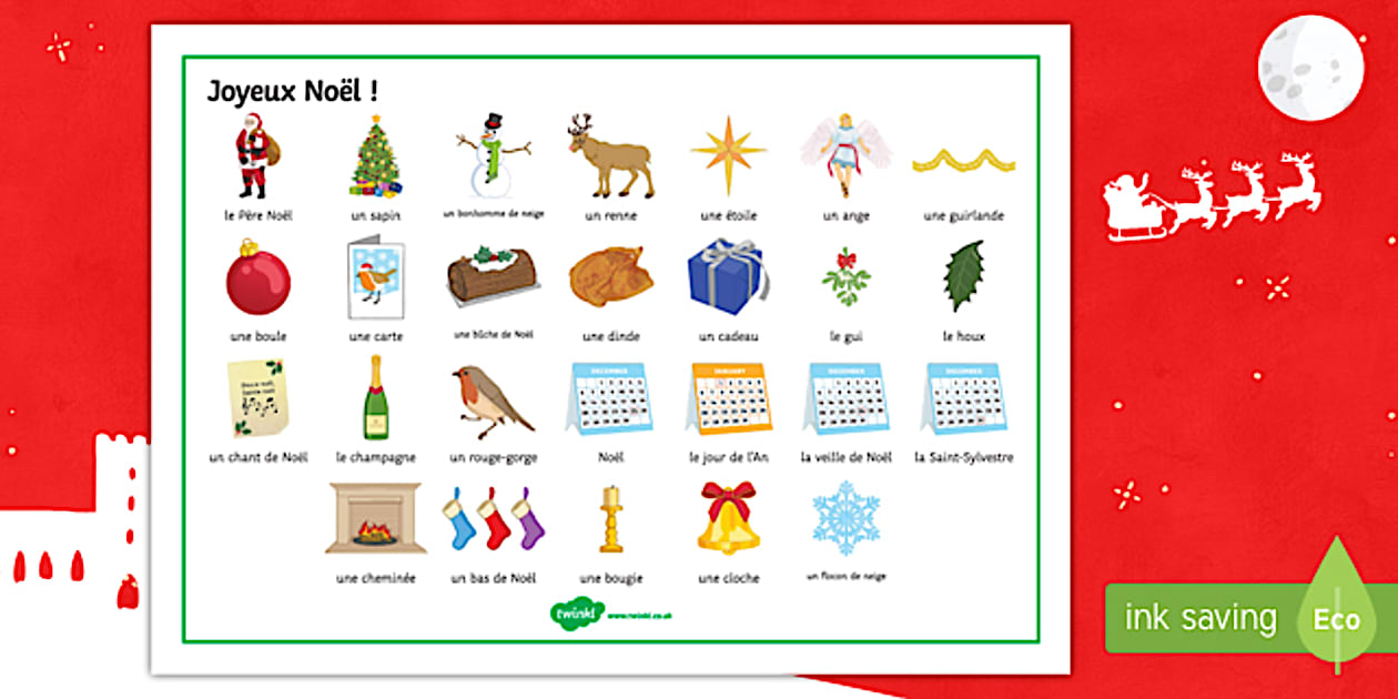 French Christmas Vocabulary | Seasonal Word Mat