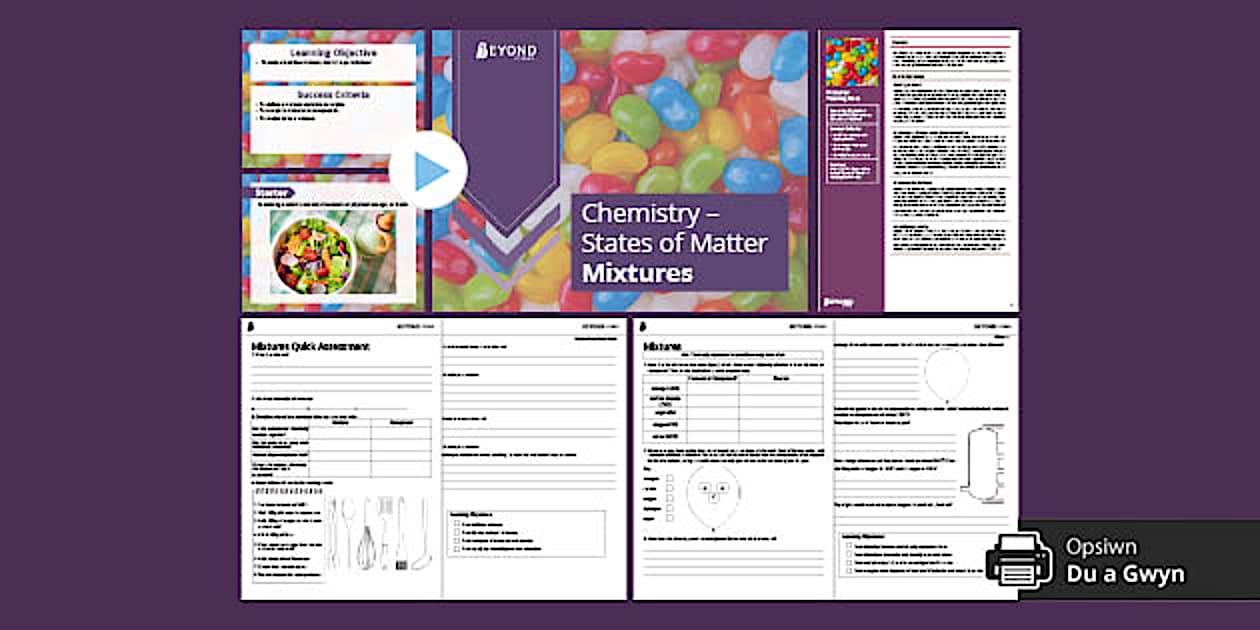 Beyond Cymru: States of Matter Mixtures Lesson Pack - Twinkl