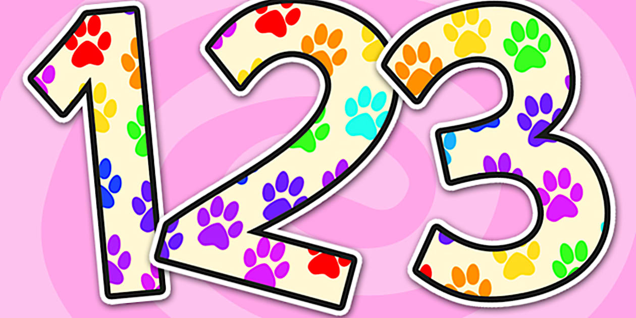 Paw Print Small Display Numbers-paw print, display number, display ...