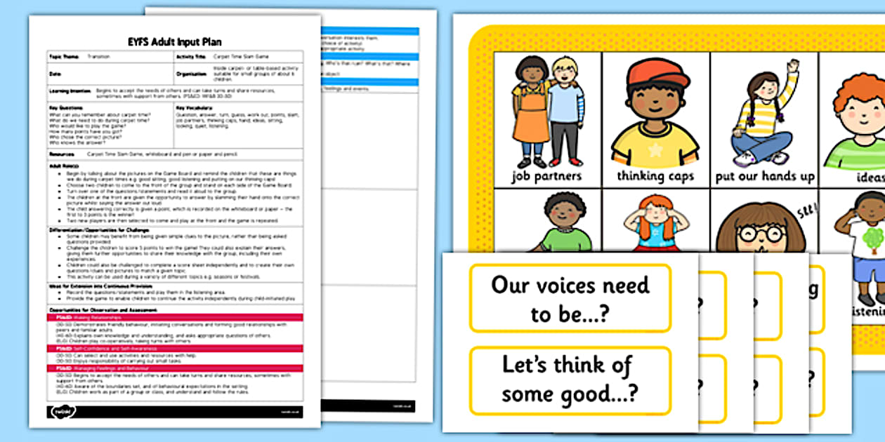 EYFS Carpet Time Slam Game Adult Input Plan and Resource Pack