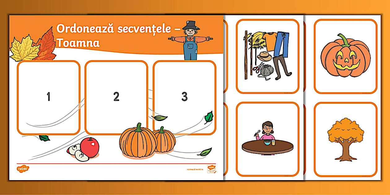 Toamna: Cartonașe cu secvențe – Activitate - Twinkl
