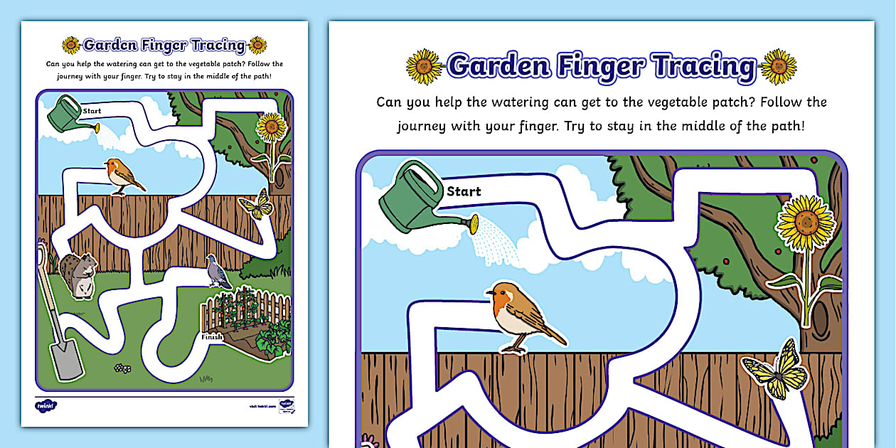 Garden Finger Tracing Activity (teacher made) - Twinkl