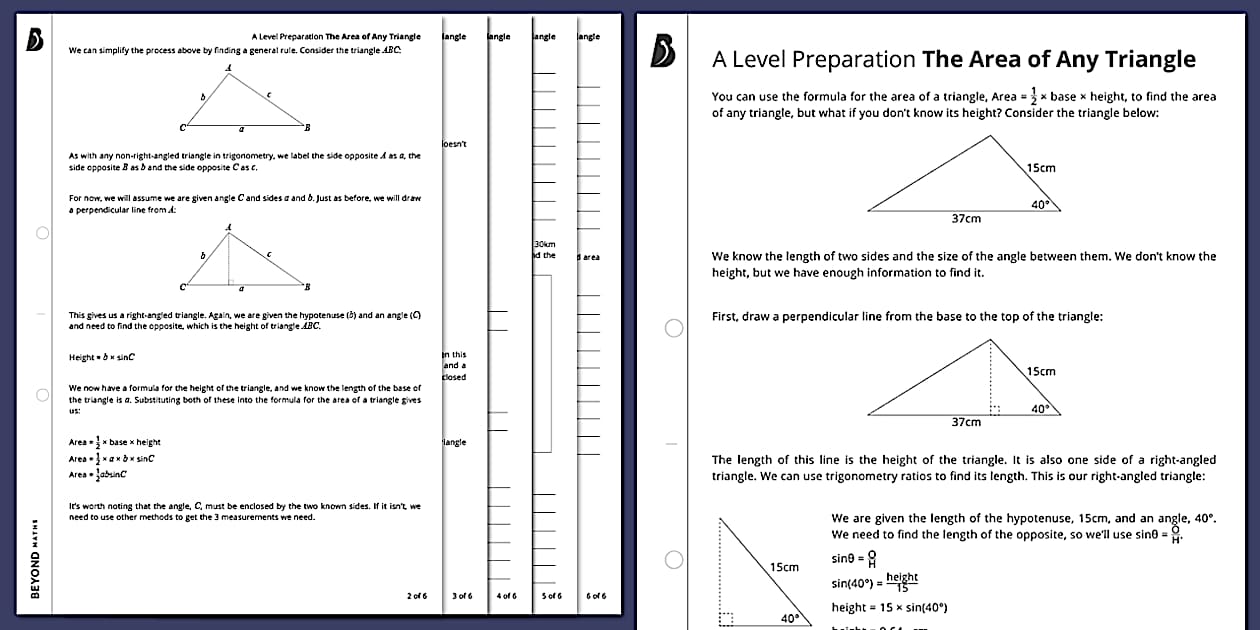 👉 A Level Preparation: Area of Any Triangle | Beyond Maths