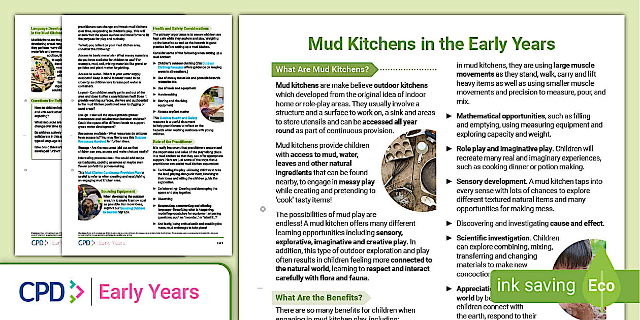 Mud Kitchens in the Early Years - CPD Handout | Twinkl