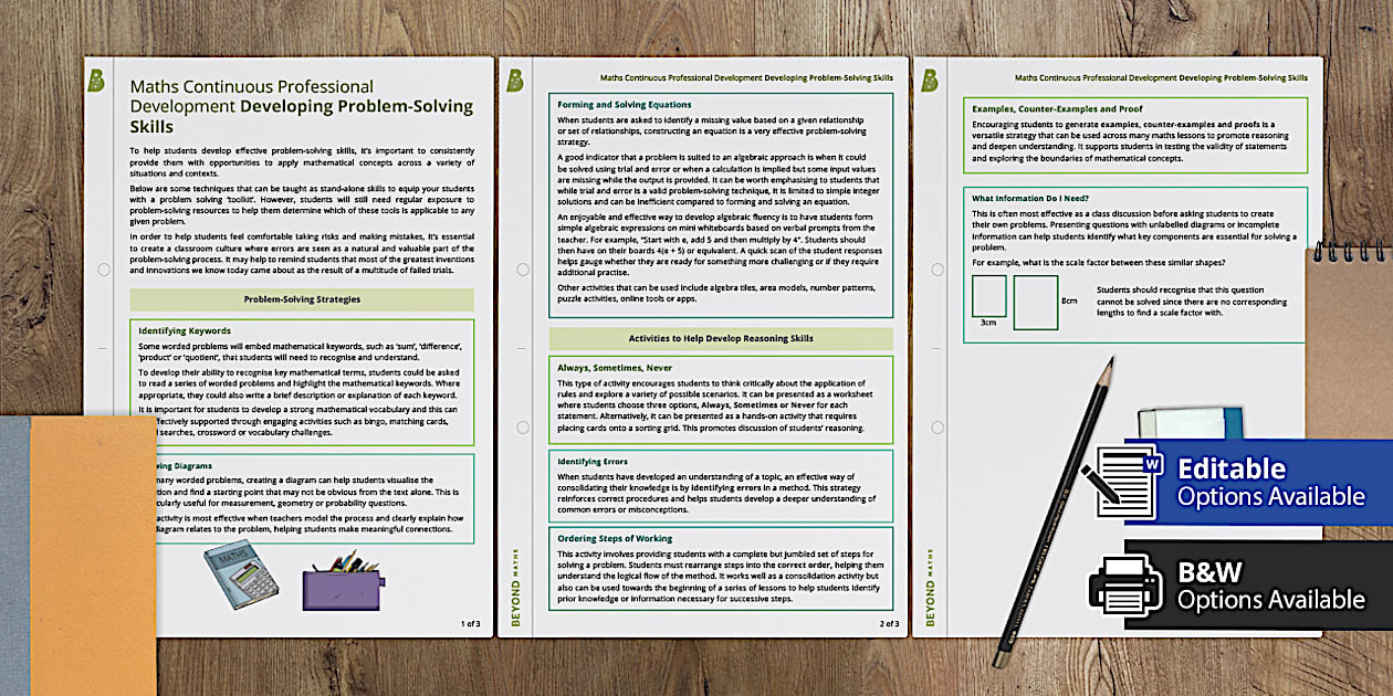 Developing Maths Problem Solving Skills (teacher made)
