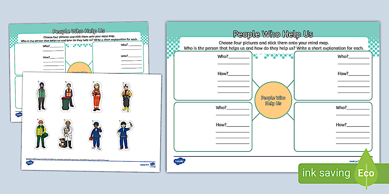 People Who Help Us Cut and Stick Mind Map (teacher made)