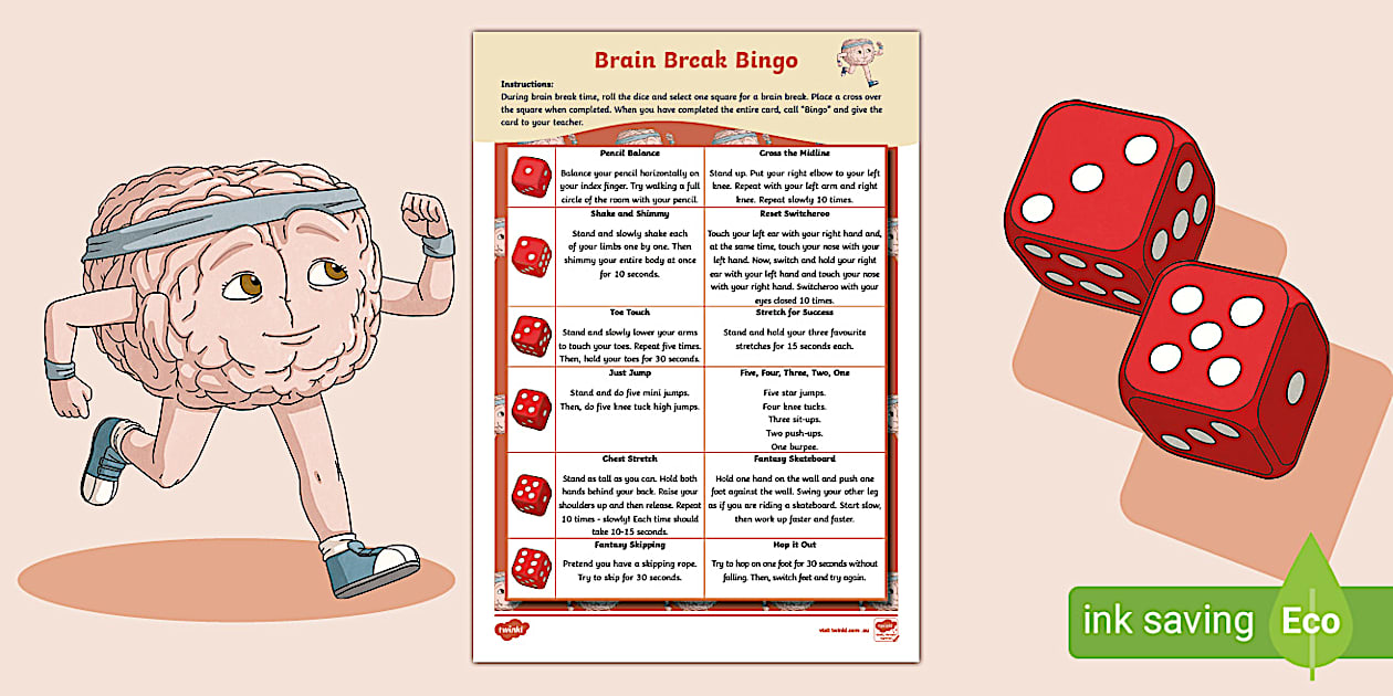 No Equipment Brain Break Bingo (teacher made) - Twinkl