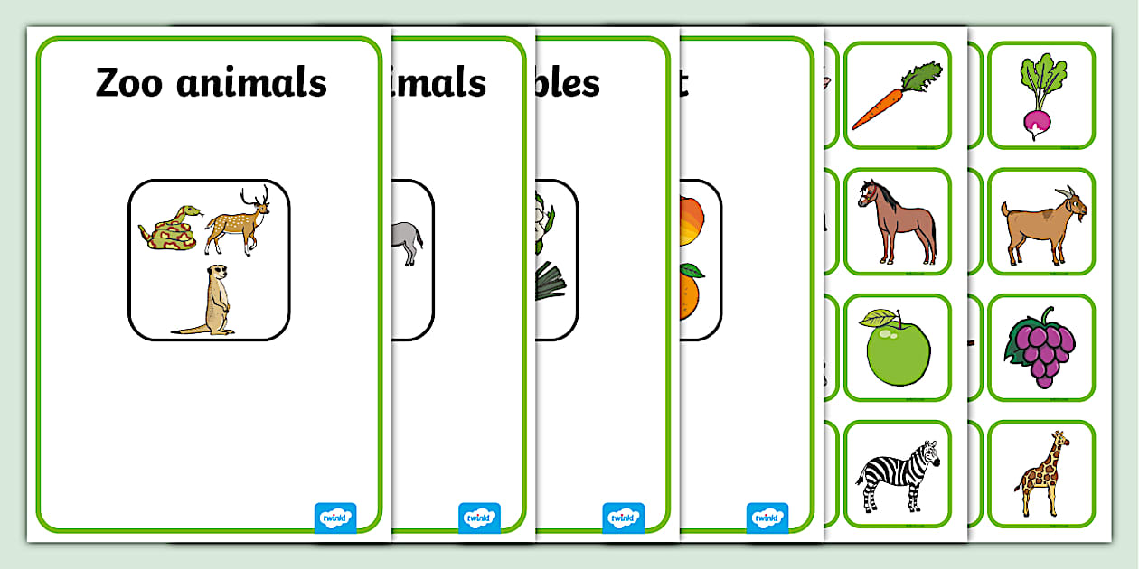Fruit Vegetables Farm Animals And Zoo Animals Sorting Activity