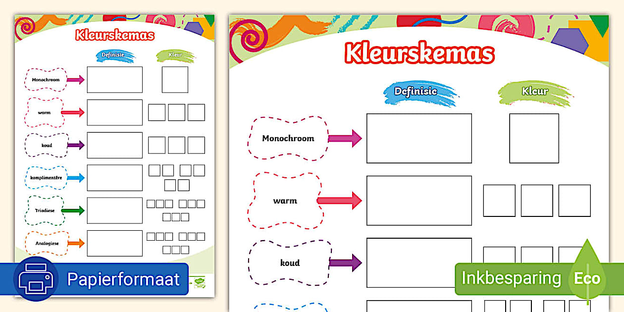 Elemente van Kuns: Kleurskemas Aktiwiteit (teacher made)