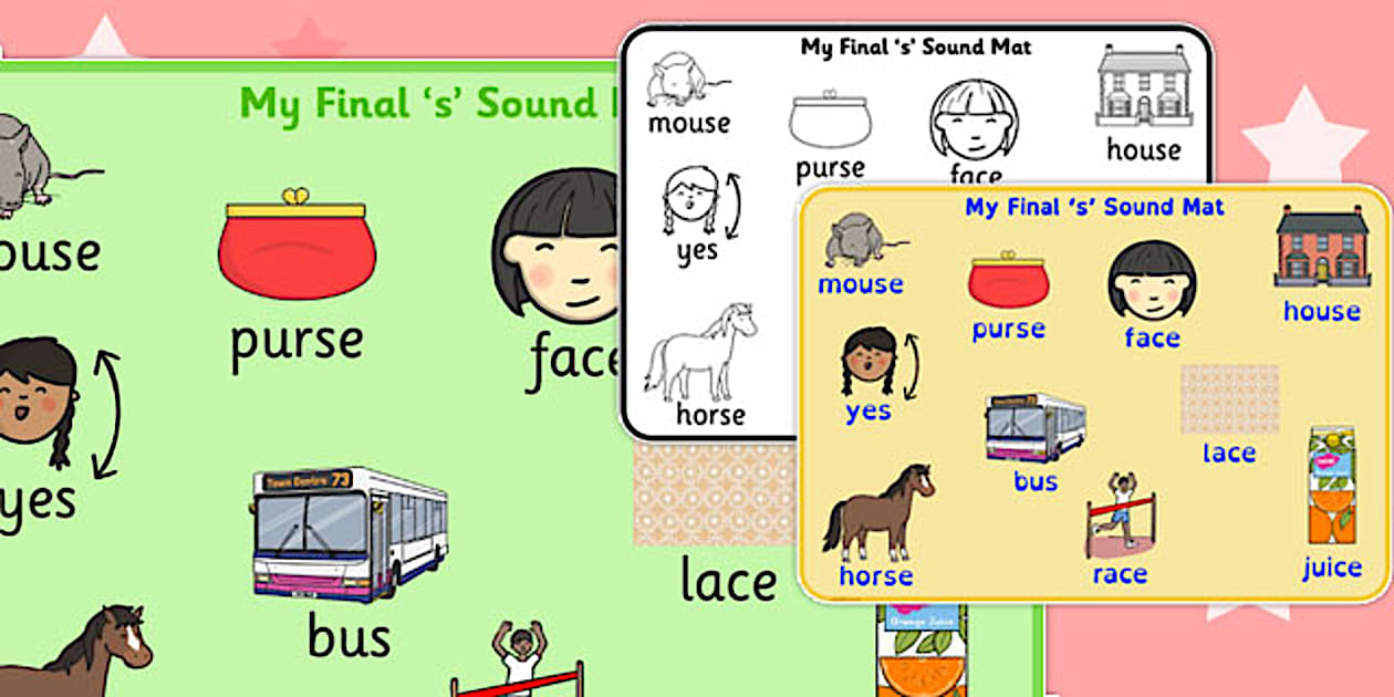 Black and White Final 'S' Sound Word Mat (teacher made)