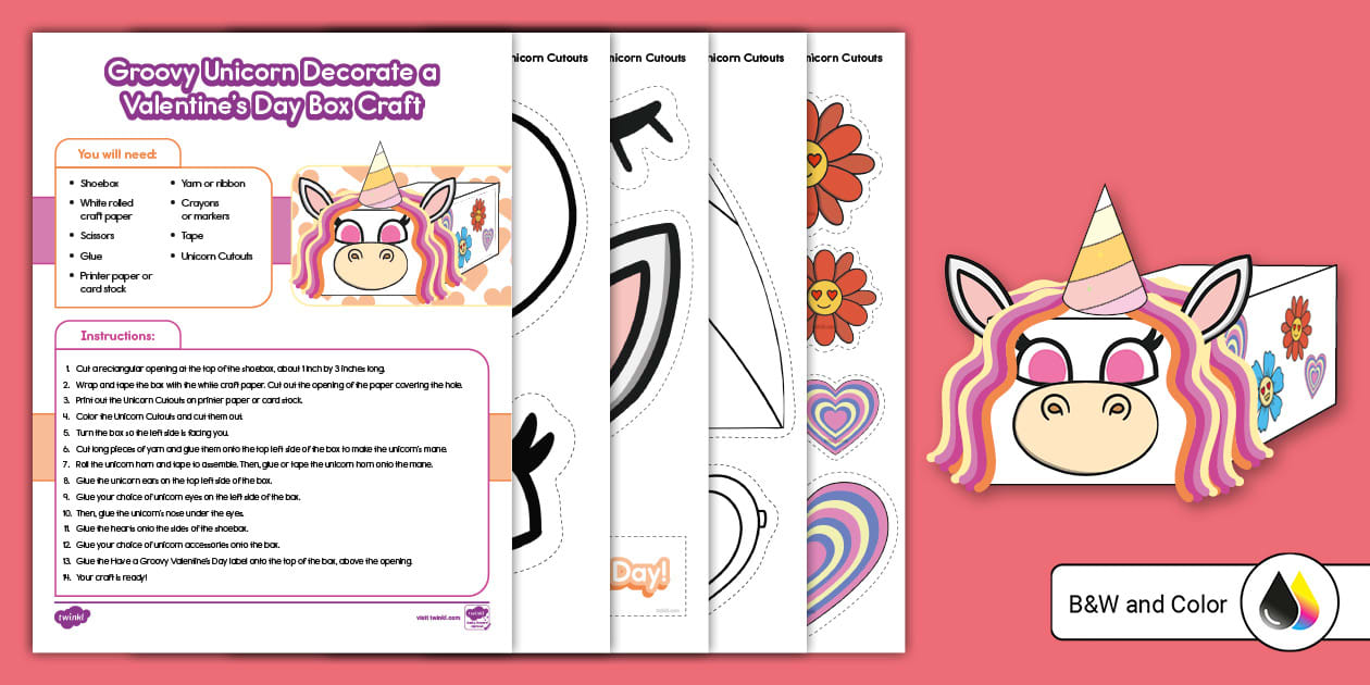 Groovy Unicorn Decorate a Valentine's Day Box Craft