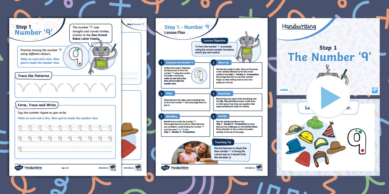 Twinkl Handwriting Scheme: Step 1 The Number 9 Pack - Twinkl