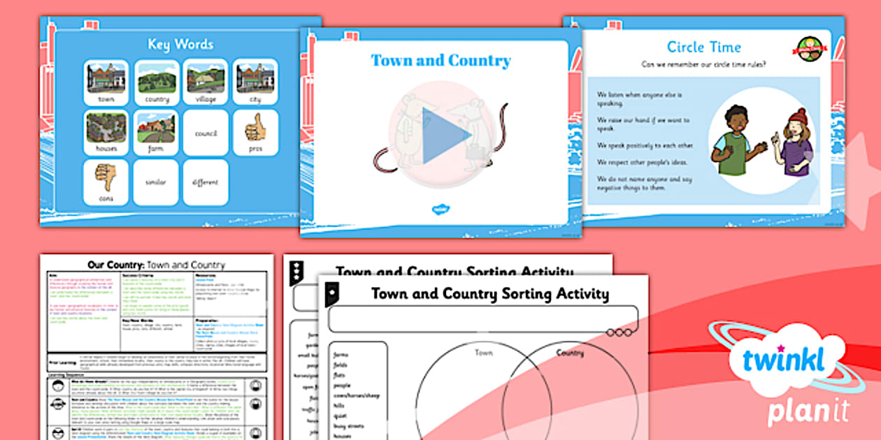 Geography: Our Country Unit: Town and Country Year 1 Lesson Pack 1