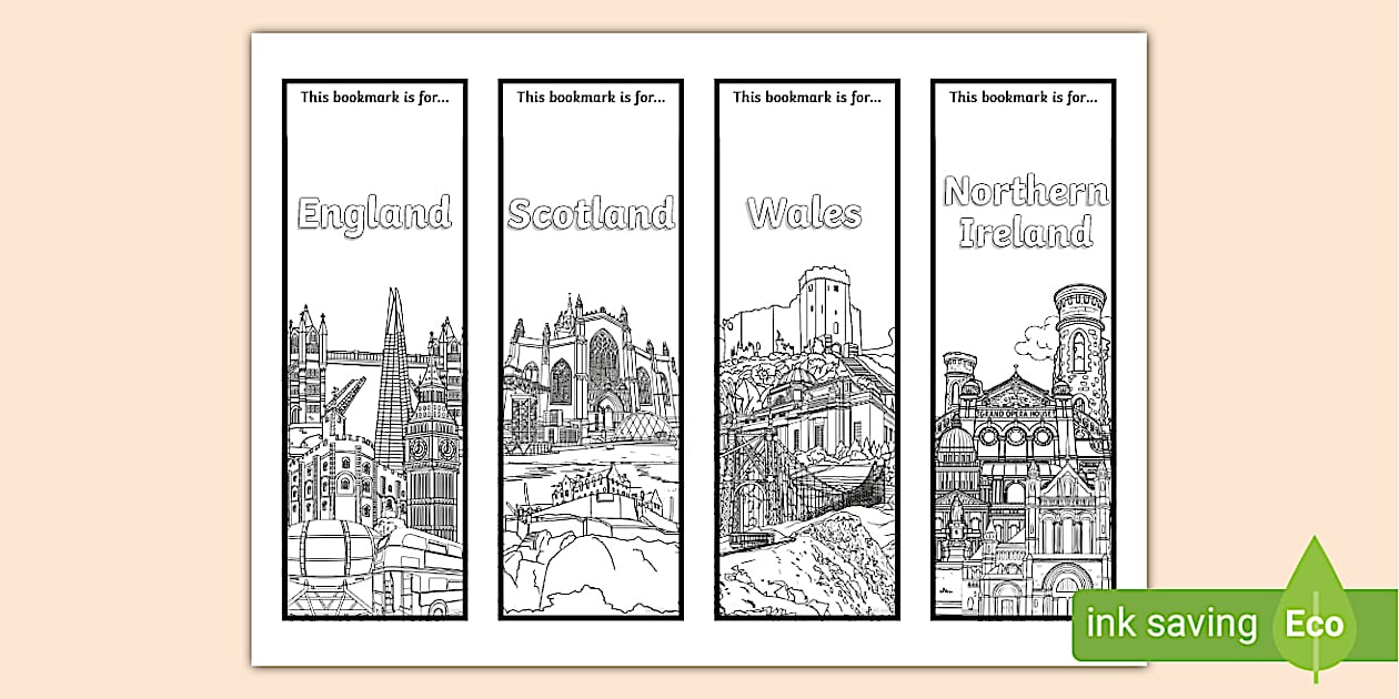 Countries of the United Kingdom Colouring Bookmarks - Twinkl