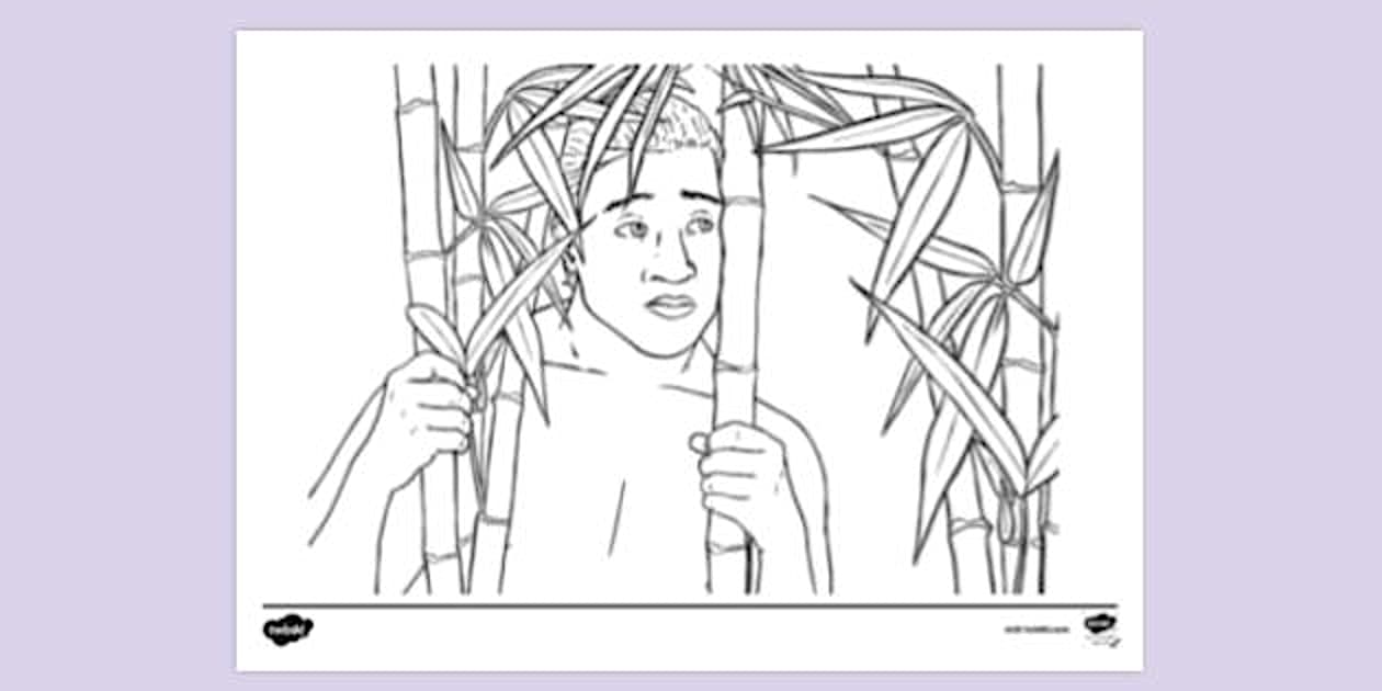 Tongan Maui Peeking Through Bamboo Colouring Sheet | Colouring Sheets