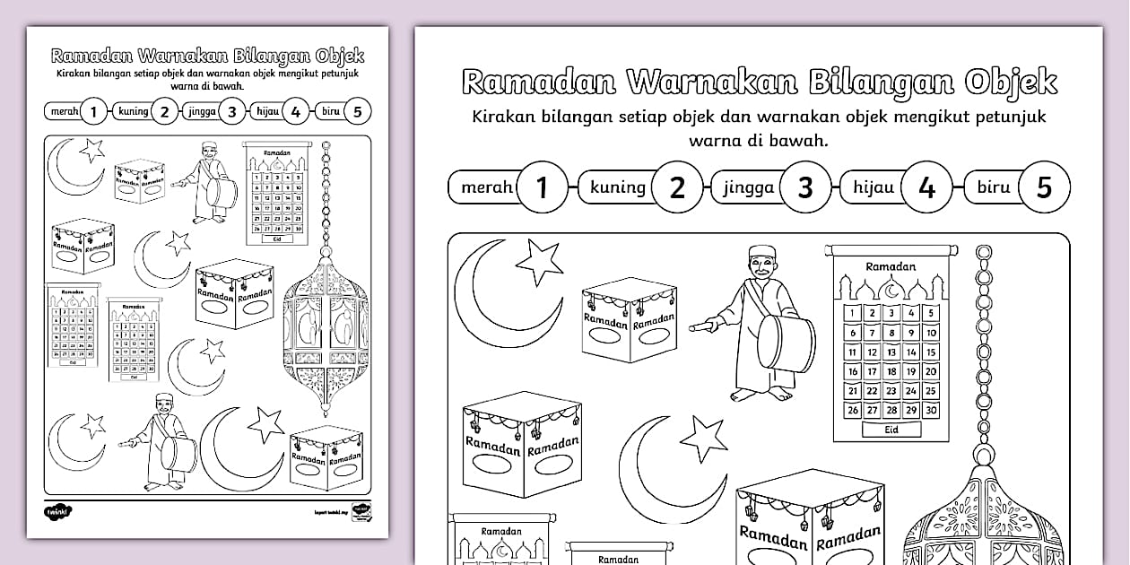 Ramadan Warnakan Bilangan Objek (teacher made) - Twinkl