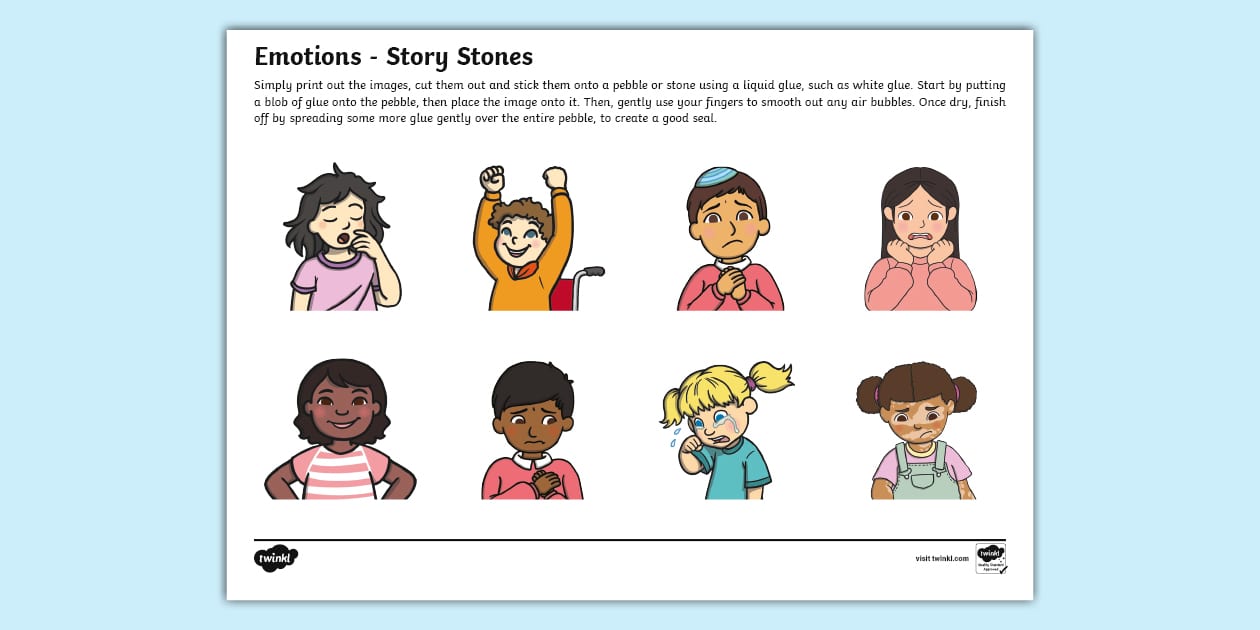 Emotions Story Stone Image Cut-Outs | Twinkl