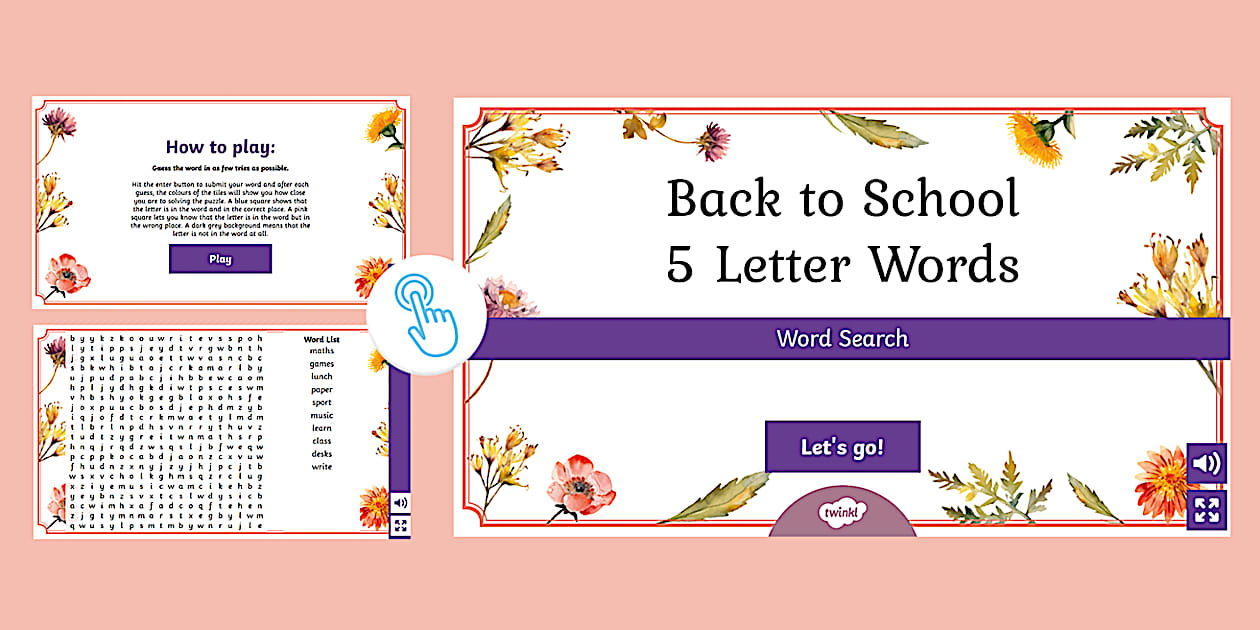 ‘Back to School’ Word Guess - 5 Letter Words - Twinkl