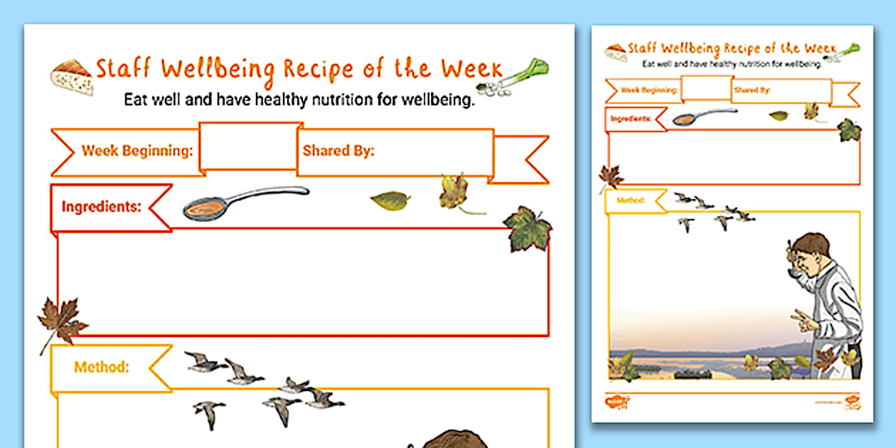 Editable Staff Wellbeing Recipe of the Week - Twinkl